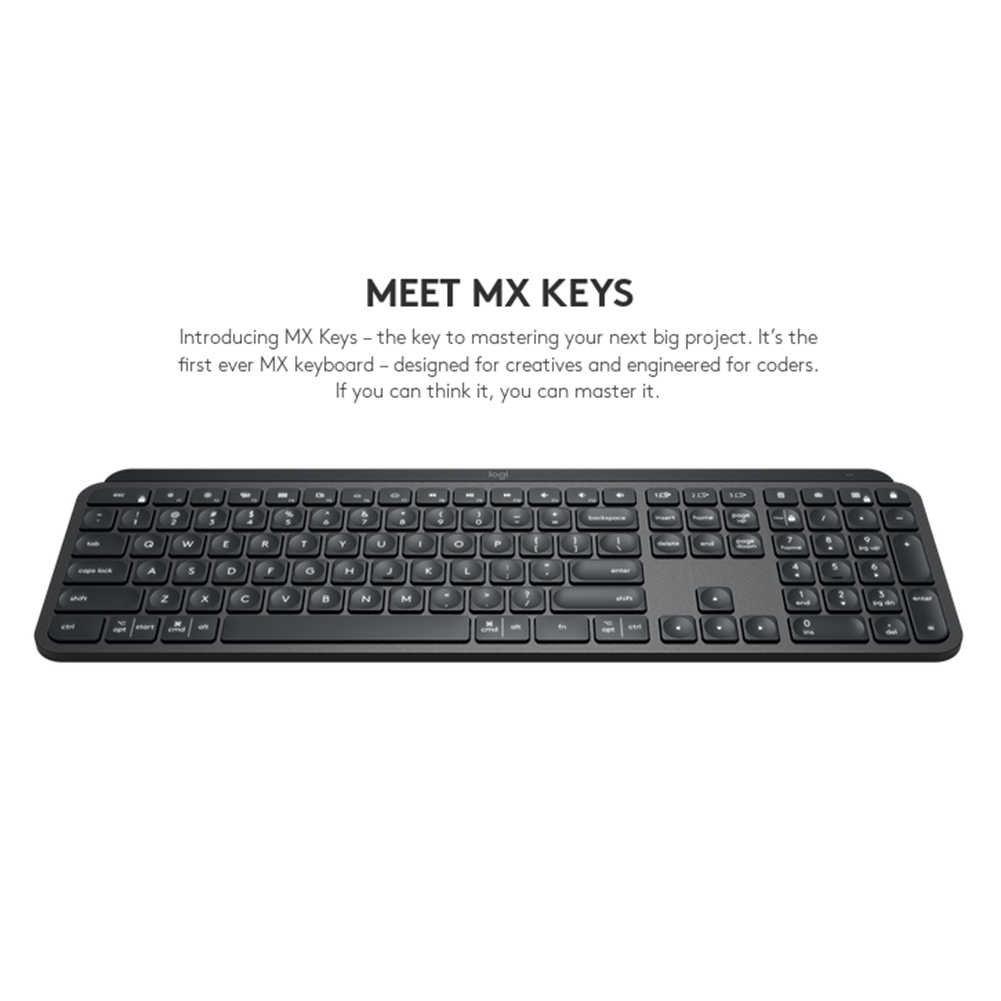 Logitech MX Keys 2.4GHz Backlight Easy Switch Wireless Keyboard 109 ...