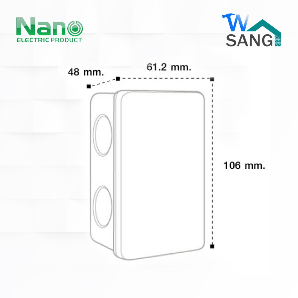 saleee กล่องพักสายสี่เหลี่ยม สำหรับท่อมิลและสำหรับท่อหุน NANO 2x4" 1ชิ้น / 50ชิ้น(กล่อง) wsang ...