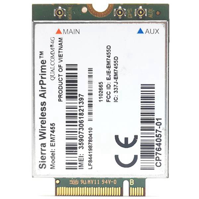 Gobi6000 EM7455 4G LTE NGFF Card+3Pcs Antenna WWAN EM7455 LTE 4G NGFF ...