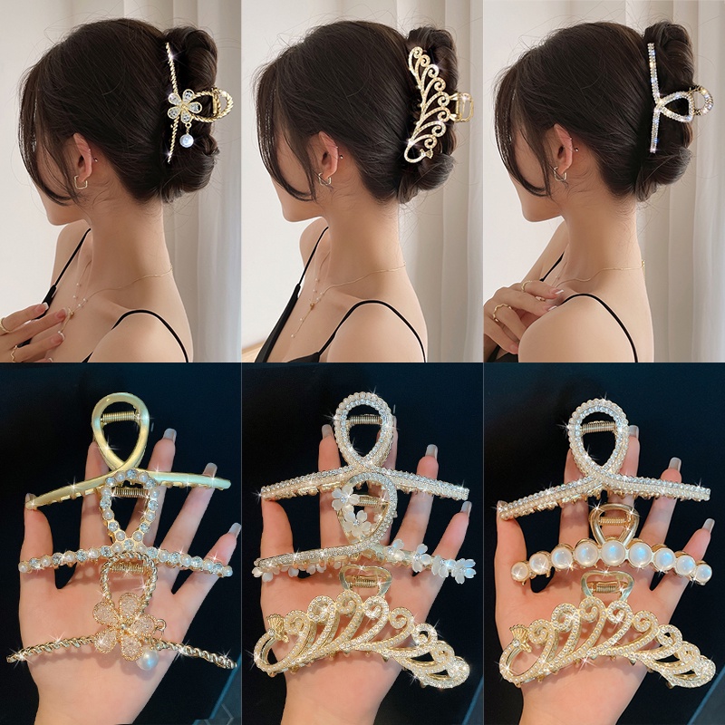 กิ๊บติดผมโลหะ ลายดอกไม้ ขนาดใหญ่ คุณภาพสูง หรูหรา ประดับมุก เครื่องประดับผม แฟชั่นสําหรับผู้หญิง ...