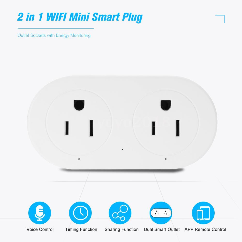 Smart Plug 2 in 1 WIFI Mini Smart Outlet Sockets Set Schedule Remote ...