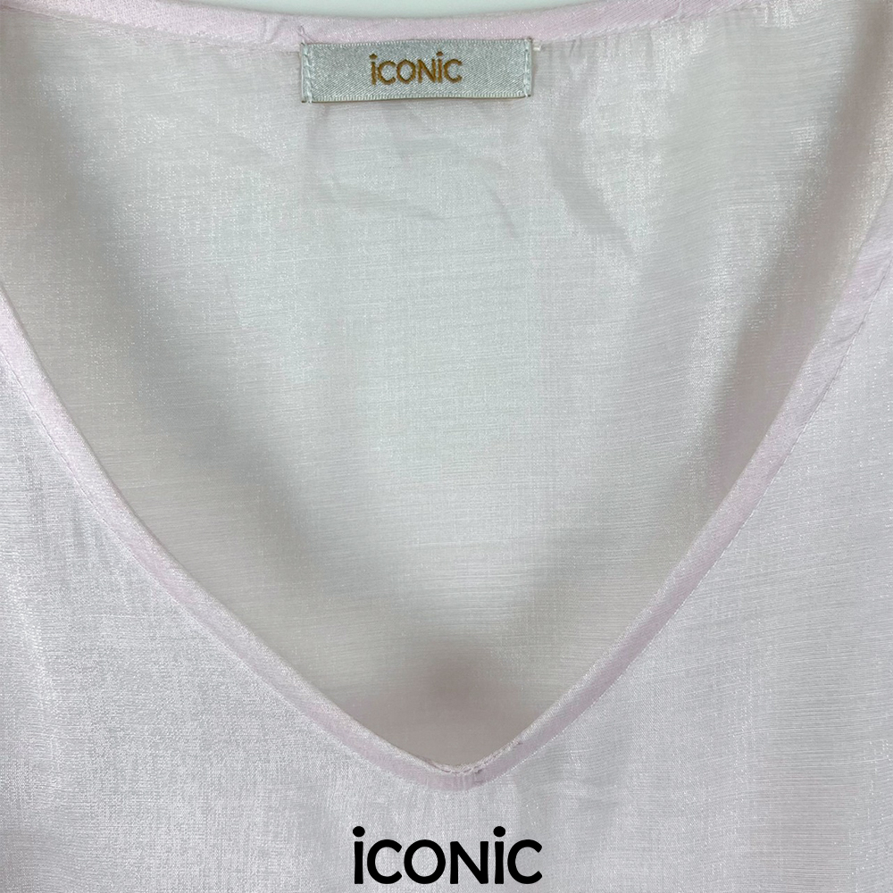 iCONiC SOFT PINK RUBY SILK DRESS #4092 ชุดเดรส ยาว38" สีชมพู ตัดต่อ ตก ...