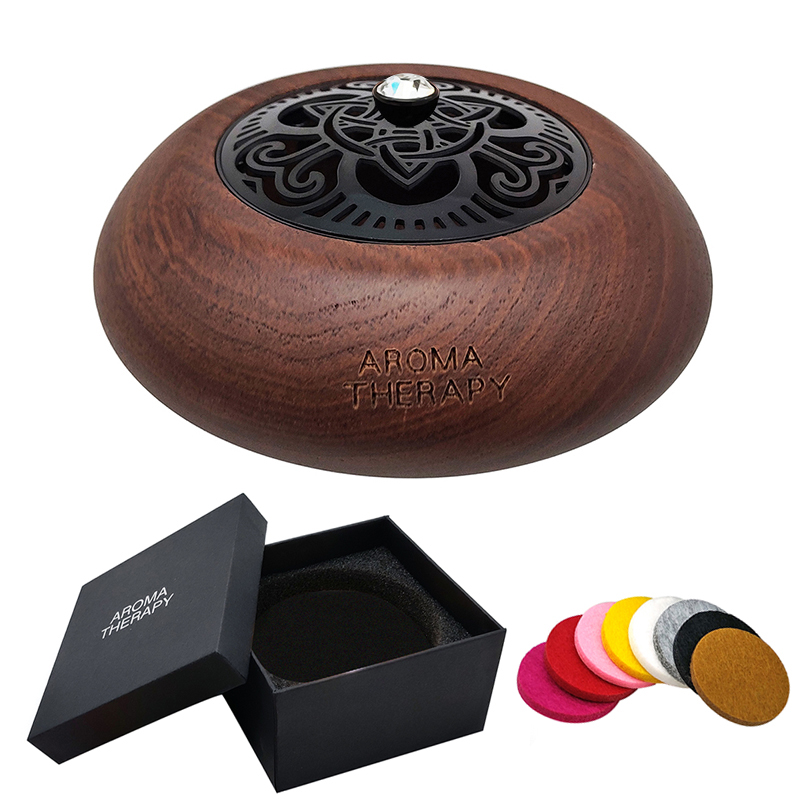 Essential Oil Aromatherapy Diffuser Wooden Stainless Steel Cover Aroma ...