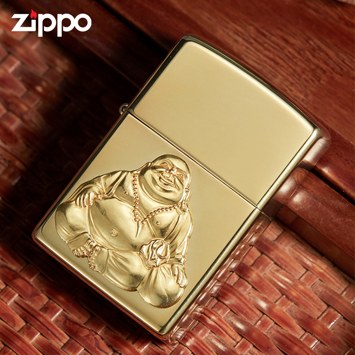Zippo Laughing Buddha Emblem Design High Polish Brass Pocket Lighter ...