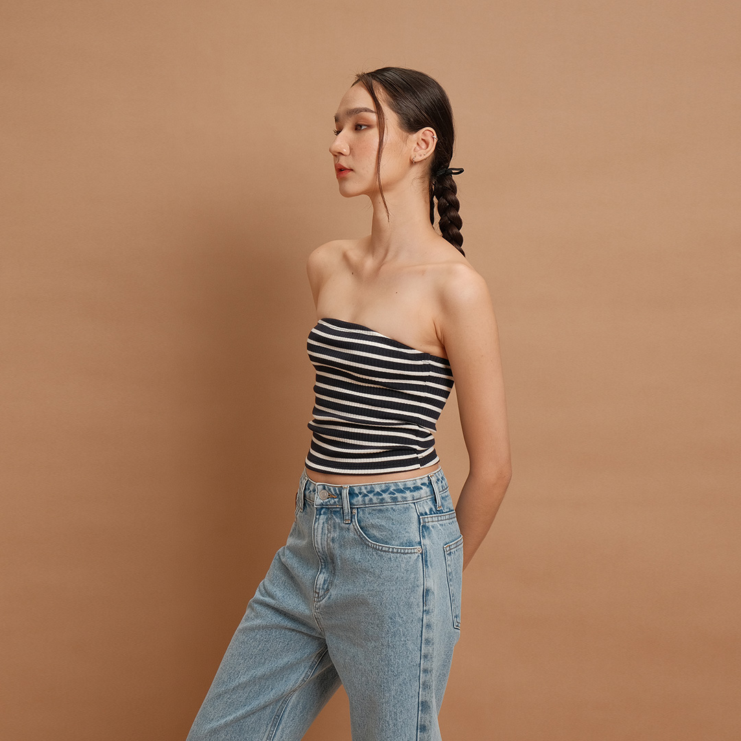 Ulu Tube Top เสื้อเกาะอกลายทาง (สามารถใส่ได้ 2 ด้าน) | Lazada.co.th