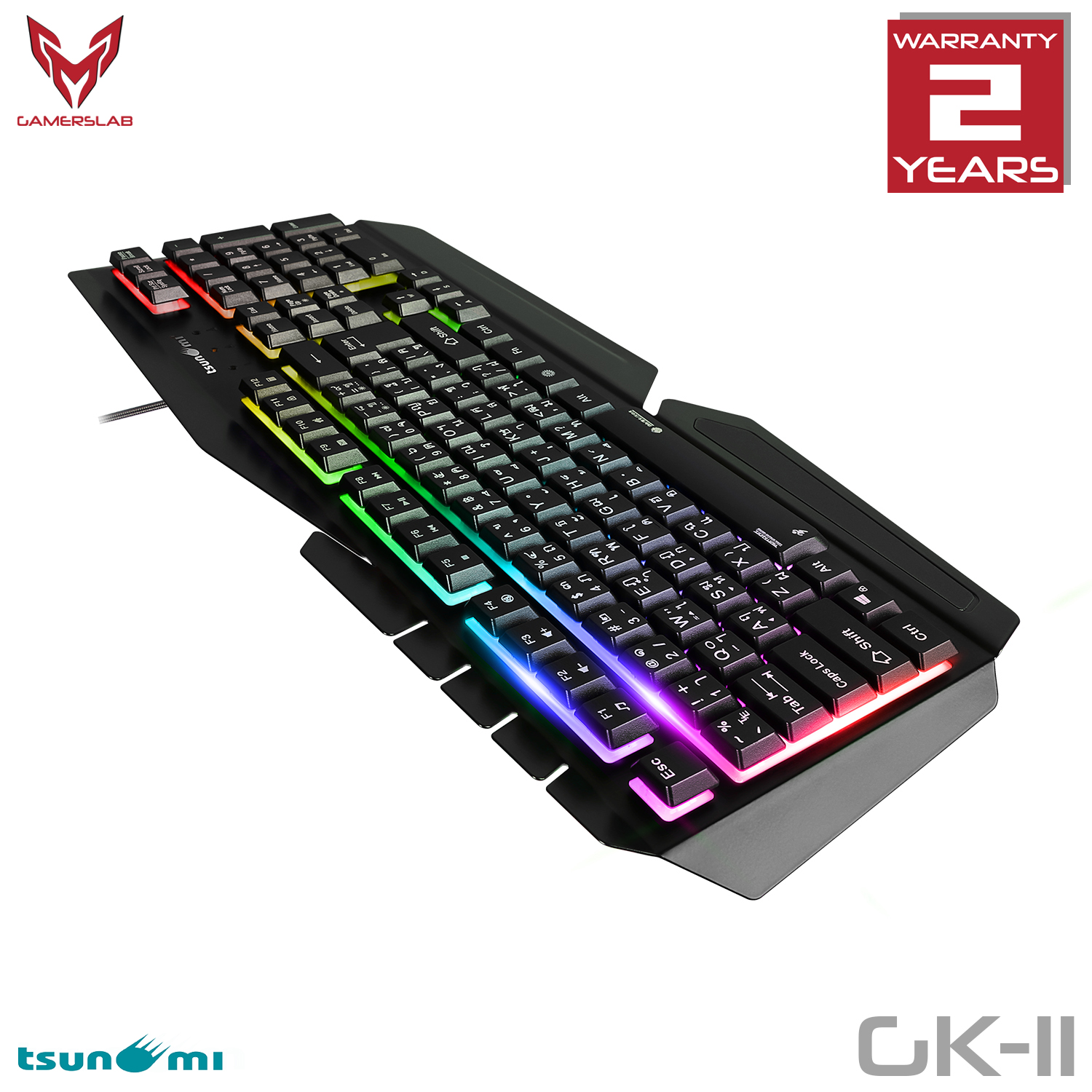 GamersLab (คีย์บอร์ดเกมมิ่ง) Tsunami GK-11 Gaming Keyboard RGB Jet ...