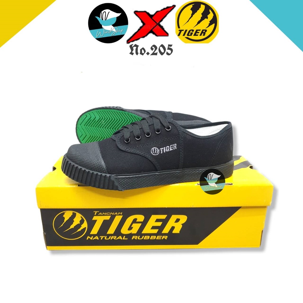 รองเท้าผ้าใบ Tiger 205 พื้นเขียว รองเท้านักเรียน น้ำตาลขาวดำ รองเท้า ...