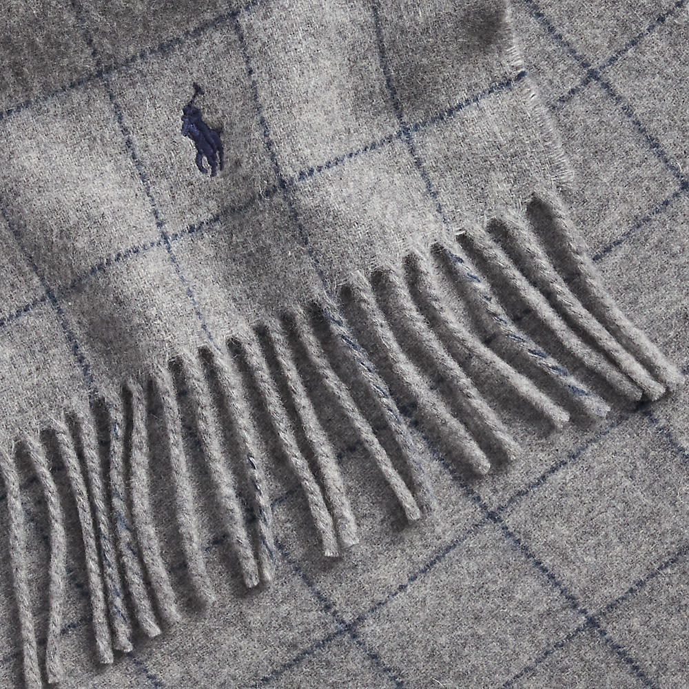 Polo Ralph Lauren SCARF Windowpane Plaid Wool-Blend Scarf ผ้าพันคอ รุ่น ...