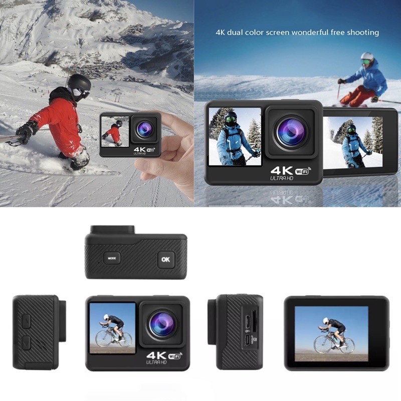 กล้องAction Camera 4K 60fps เซนเซอร์ Sony กล้องกันน้ำ 2 จอ ระบบสัมผัส ...