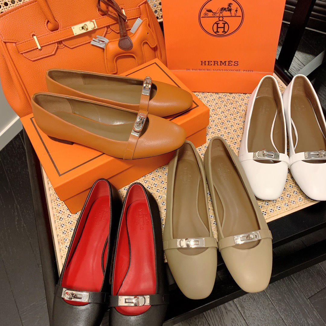 high qualityoriginal Hermesˉ Spring 2022 shallow mouth flat elegant ...