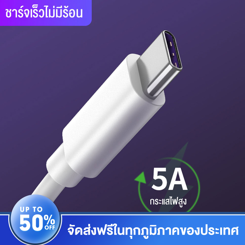 จัดส่งจากปทุมธานีสายชาร์จ ที่ชาร์จโทรศัพท์ กำลังชาร์จ สายเคเบิล 1.5m 5A USB type c ยาว 1.5 เมตร ...
