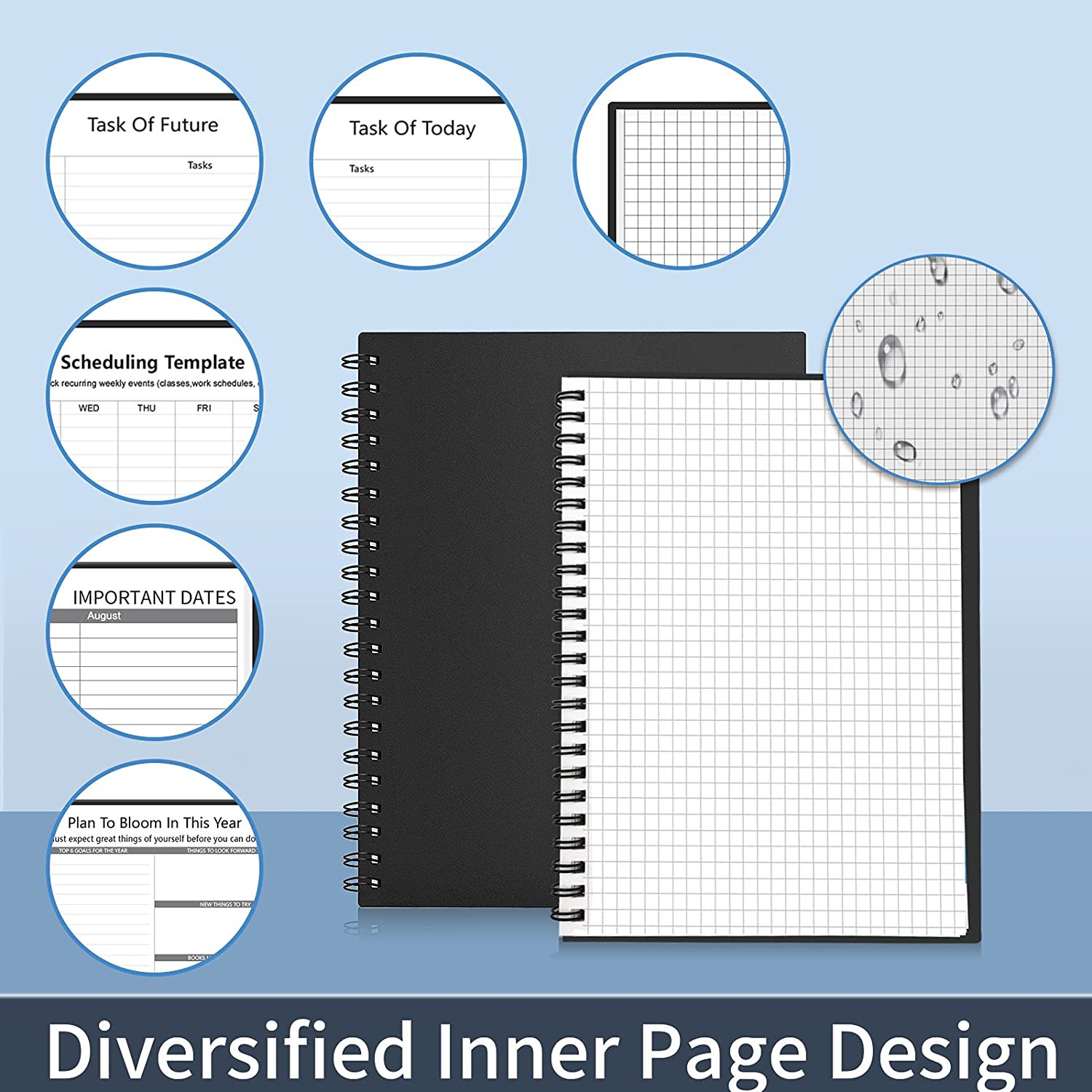 A4 Blank page Erasable Reusable Smart Writing Notebook Black Waterproof ...