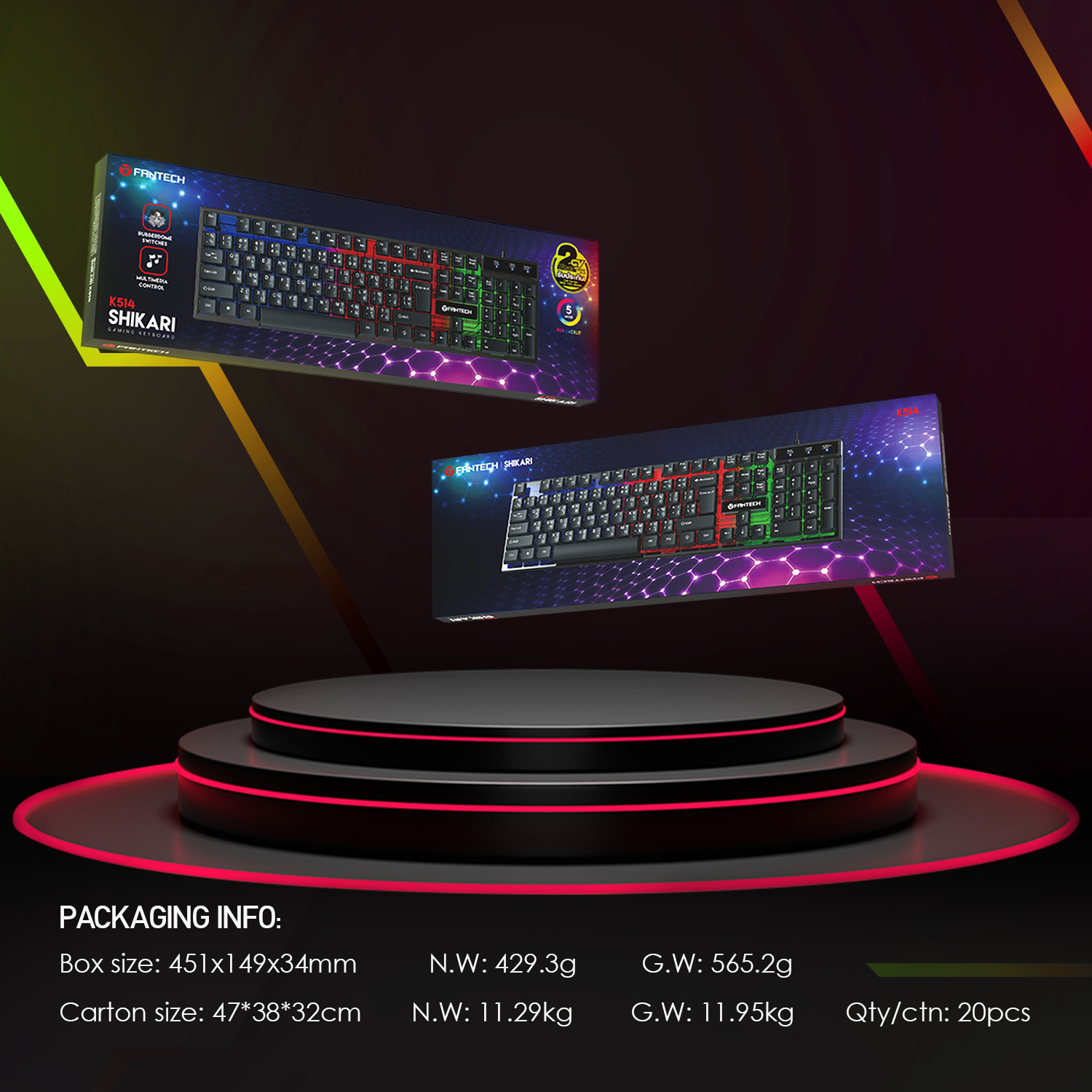 FANTECH คีย์บอร์ดเกมมิ่ง Semi Mechanical ไฟ RGB Gaming Keyboard รุ่น ...