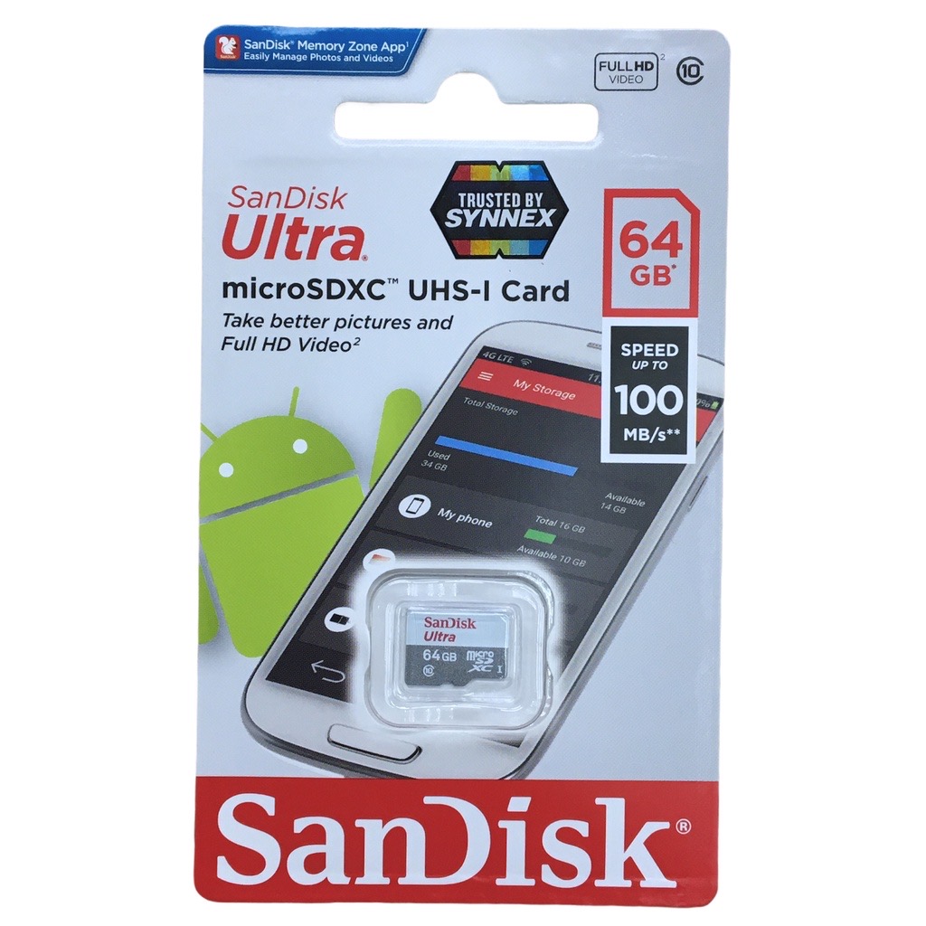 SanDisk 32GB 64GB 128GB MicroSDHC UHS-I Card Ultra Class10 Speed 100MBs ...