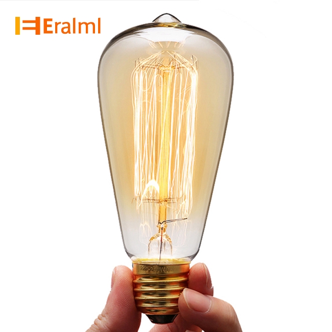 40W E27 220-240V Edison Light Bulb, Retro Yellow Light W-filament Bulb ...