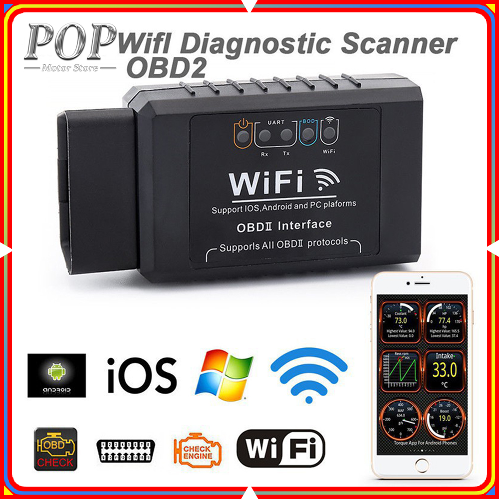 【บางกอกสปอต】V1.5 ELM327 รถ WIFI OBD 2 OBD2 OBDII Scanner เครื่องมือสแกน ...