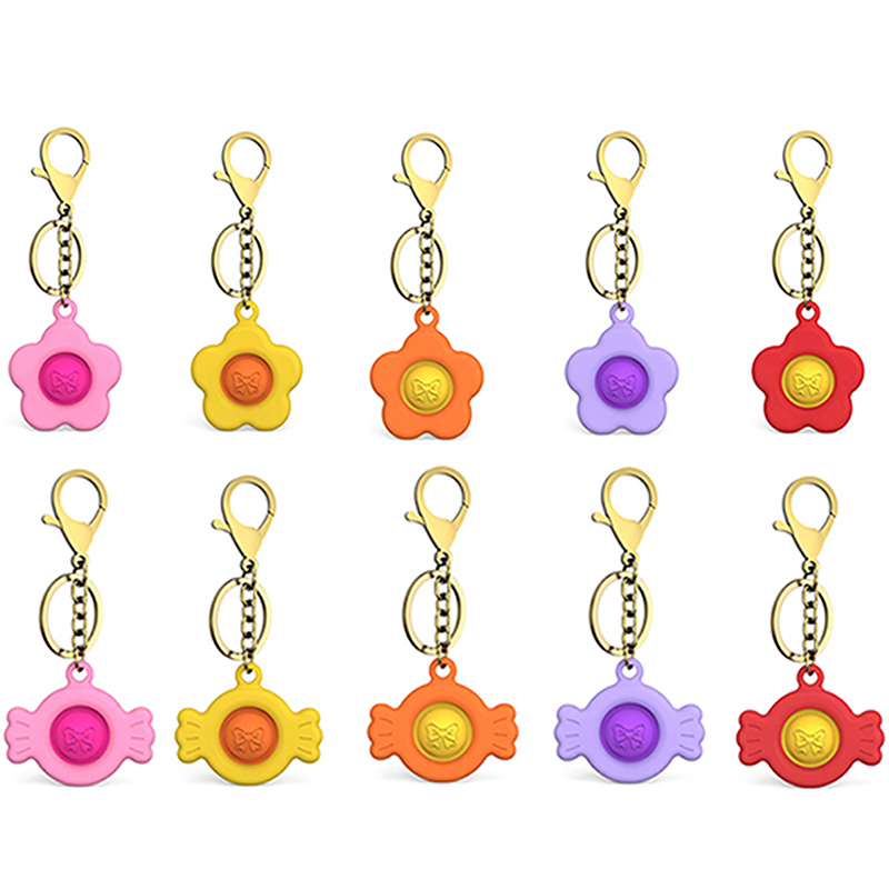 Flowers/Candy Dimple Keychain Push Bubble Autism Reliever Stress ...
