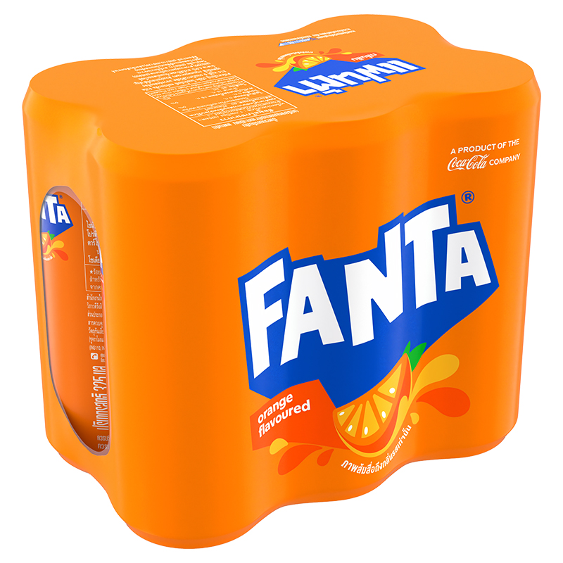แฟนต้า น้ำอัดลม น้ำส้ม 325 มล. 6 กระป๋อง Fanta Soft Drink Orange 325ml Pack 6 - Coca-Cola ...