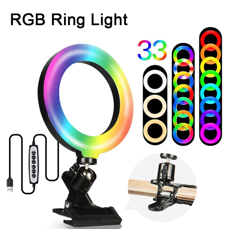 ∏ 6 inch RGB Selfie Ring Light 33Colors USB Fill Ring Lamp 16cm with ...