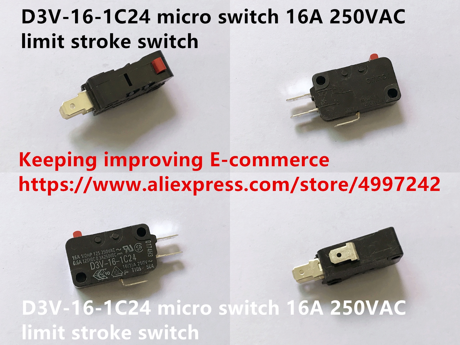 Original new 100 D3V 16 1C24 micro switch 16A 250VAC limit stroke ...