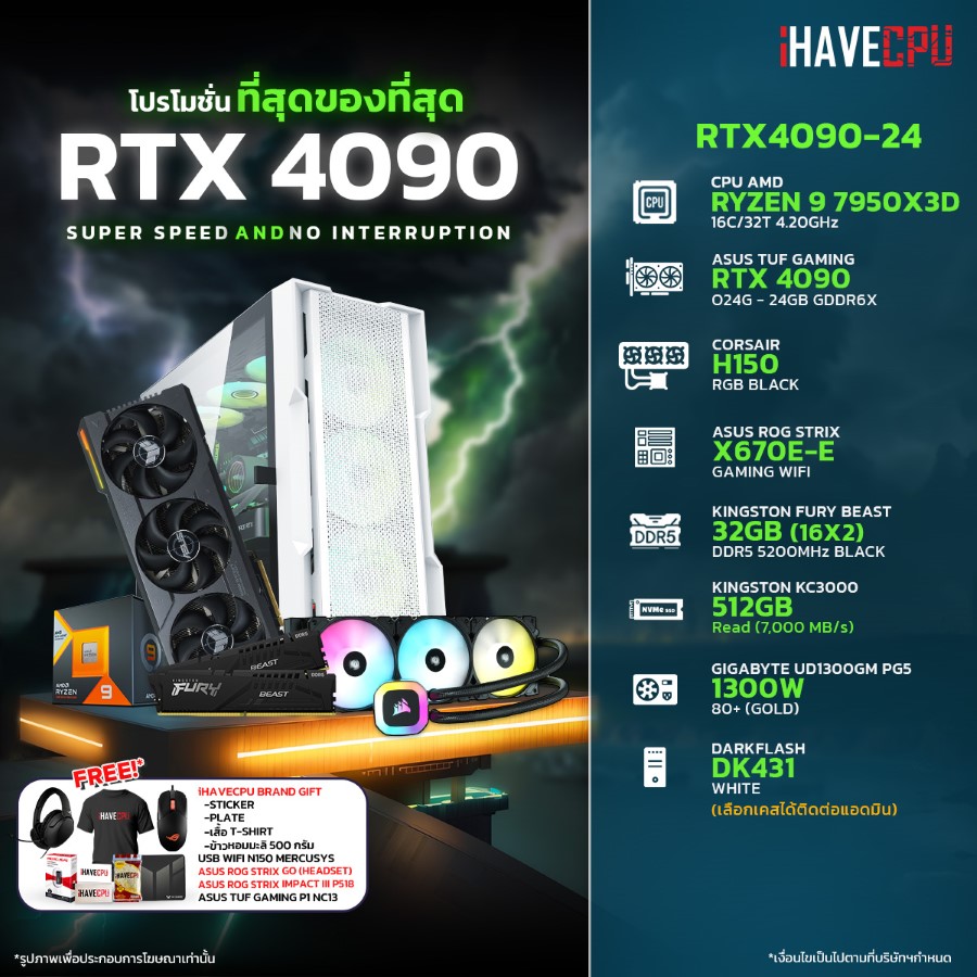 iHAVECPU RTX4090-24 AMD RYZEN 9 7950X3D 4.2GHz 16C32T X670 RTX 4090 ...