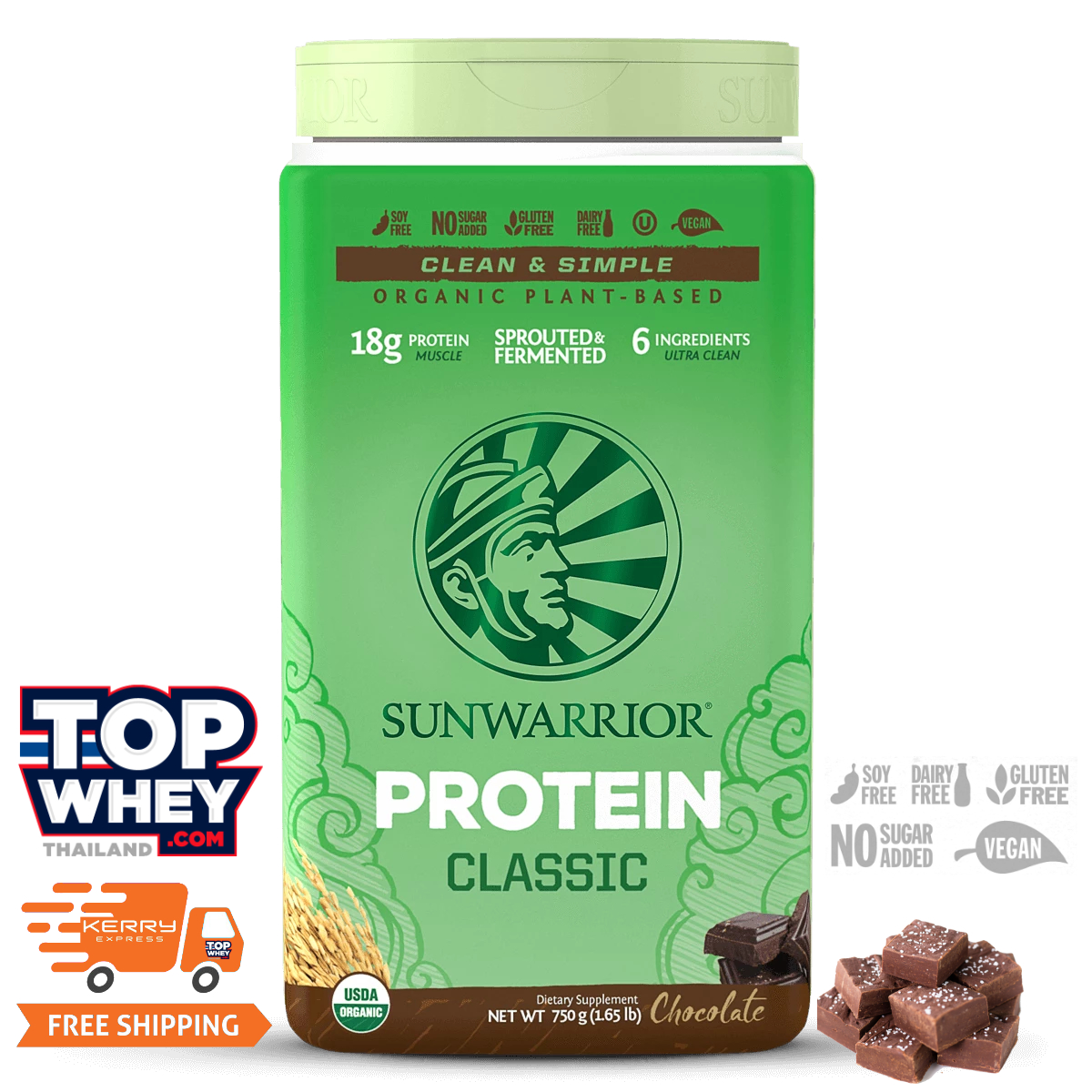 750g (30 Servings) Sunwarrior Classic Vegan Protein, raw whole-grain ...