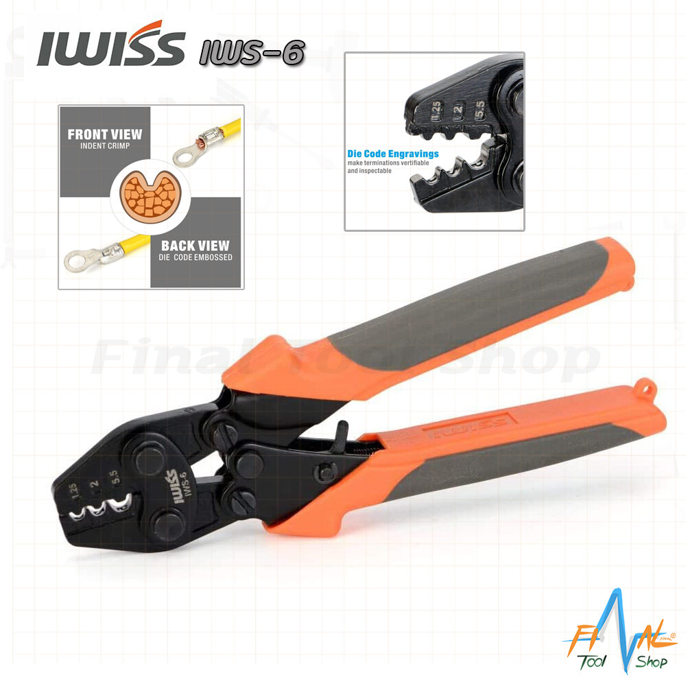 IWISS IWS-6 คีมย้ำหางปลา สำหรับหางปลาเปลือย ขนาด 16-10 AWG (1.25-5.5 ตร.มม) - Final Tool Shop ...
