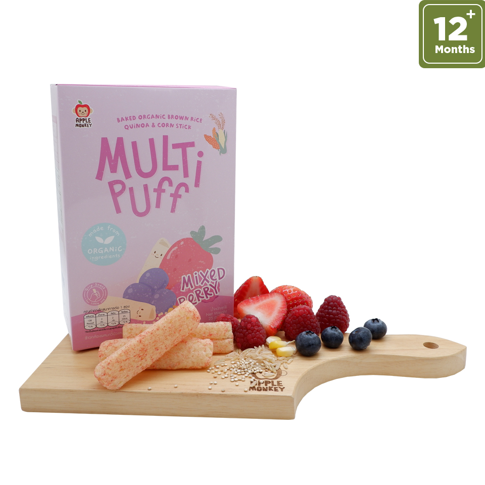 APPLE MONKEY ออร์แกนิกมัลติพัฟรสมิกซ์เบอร์รี่ 1กล่อง 25 กรัม - Apple Monkey - ThaiPick