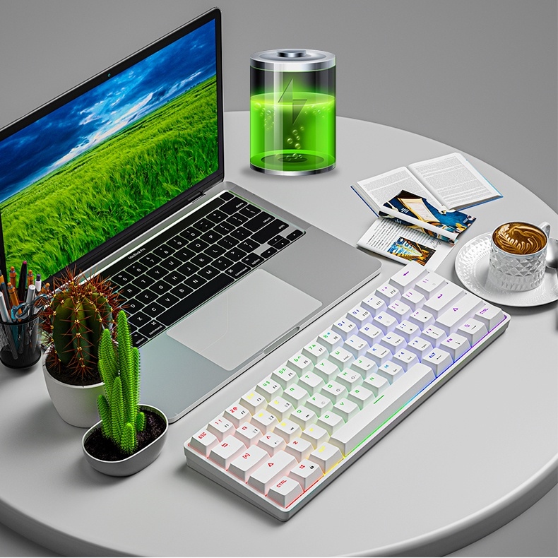 LEAVEN K28 Mechanical Keyboard wireless Gaming Keyboard 60 RGB Dual ...