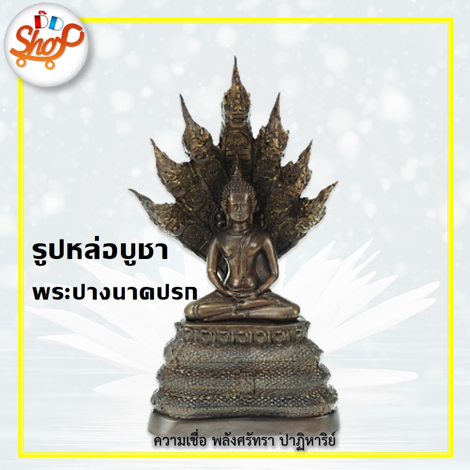 DeeDe 009 ครบชุด รูปหล่อบูชา พระพุทธรูปปางนาคปรก งานหล่อทองเหลืองแท้100 ...