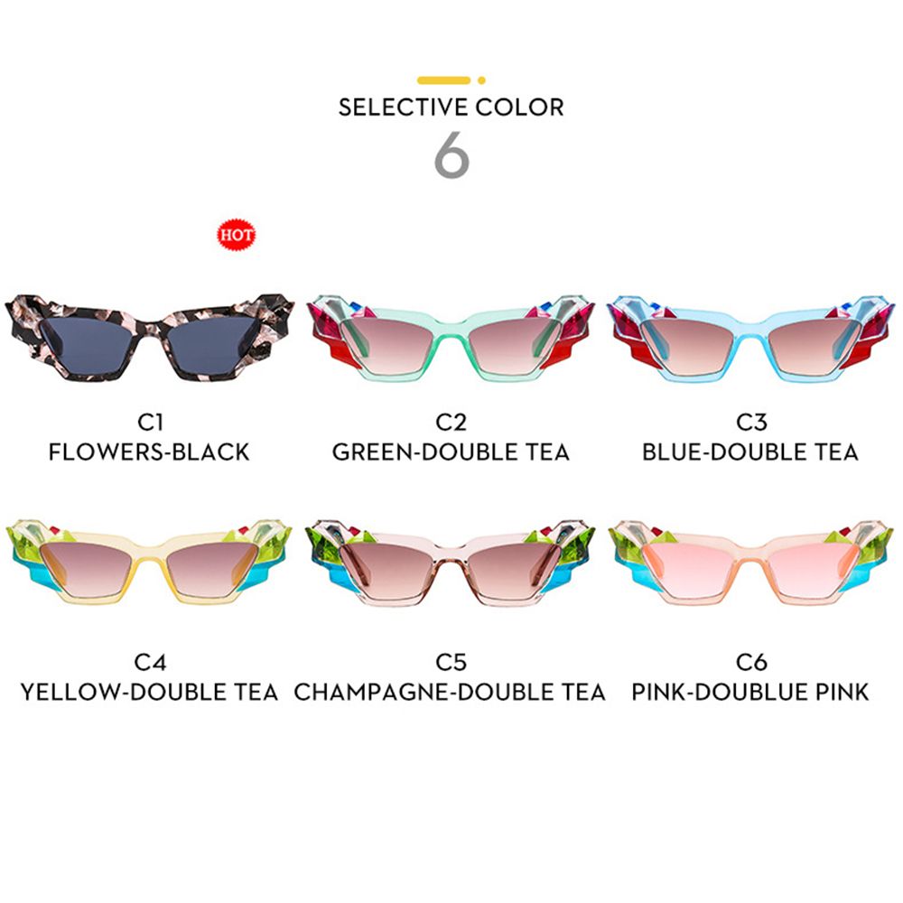 5210A สีสันสดใส ที่ UV400 สีลูกอมสี ไม่ซ้ำใคร แว่นตารูปหลายเหลี่ยม เฉดสีของผู้หญิง แว่นตากันแดด ...