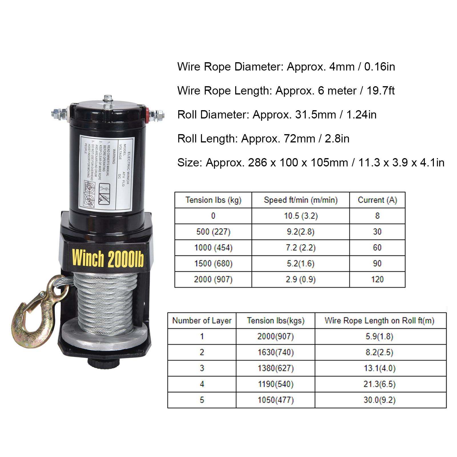 12V 2000LBS เครื่องกว้านไฟฟ้า รอกสลิงไฟฟ้า เครน กว้าน คอนโทรลเลอร์ ชุด พร้อมตะขอโลหะผสม - A ...