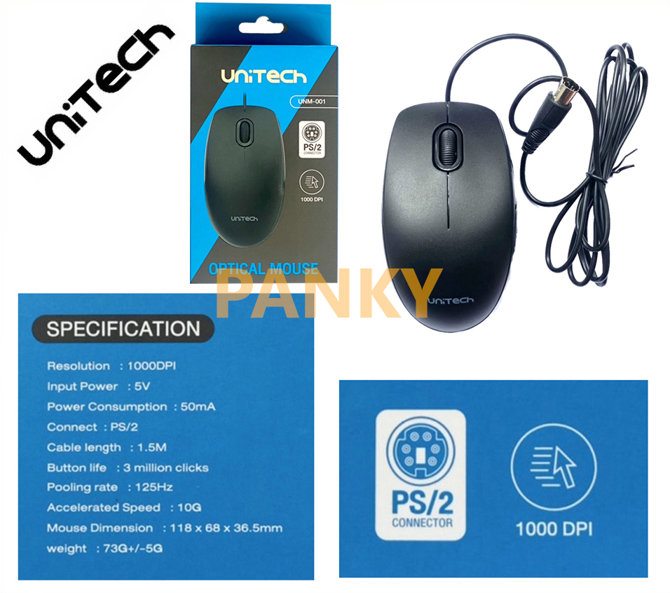 เม้าส์ Mouse PS/2 Unitech UNM-001 Optical หัวกลม เครื่องชั่ง โรงงาน ...