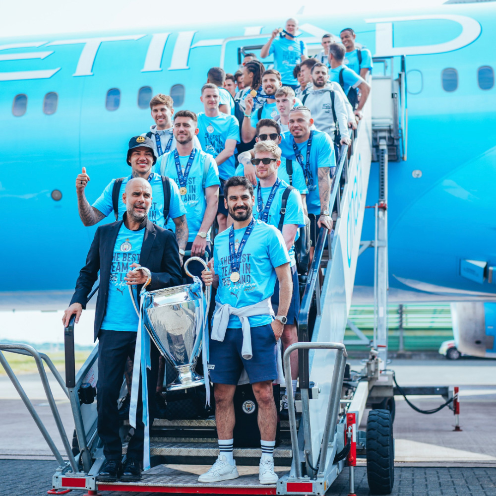 Manchester City UEFA Champions League Champions Etihad Airlines Boeing ...