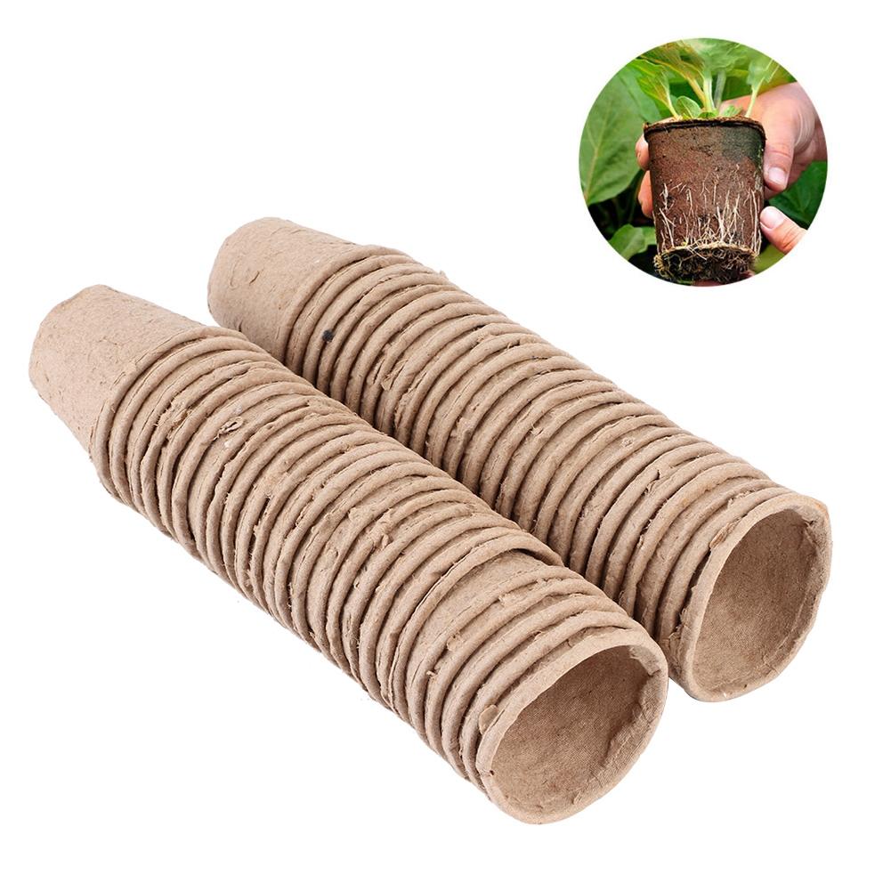 50Pcs 6x6CM Round Degradable Paper Pulp Peat Pots โรงงาน ถ้วยเนอสเซอรี่ ...