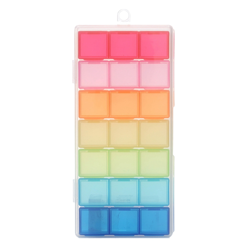 21 Compartment Transparent Color Empty Plastic Box Pill Tablet Medicine ...