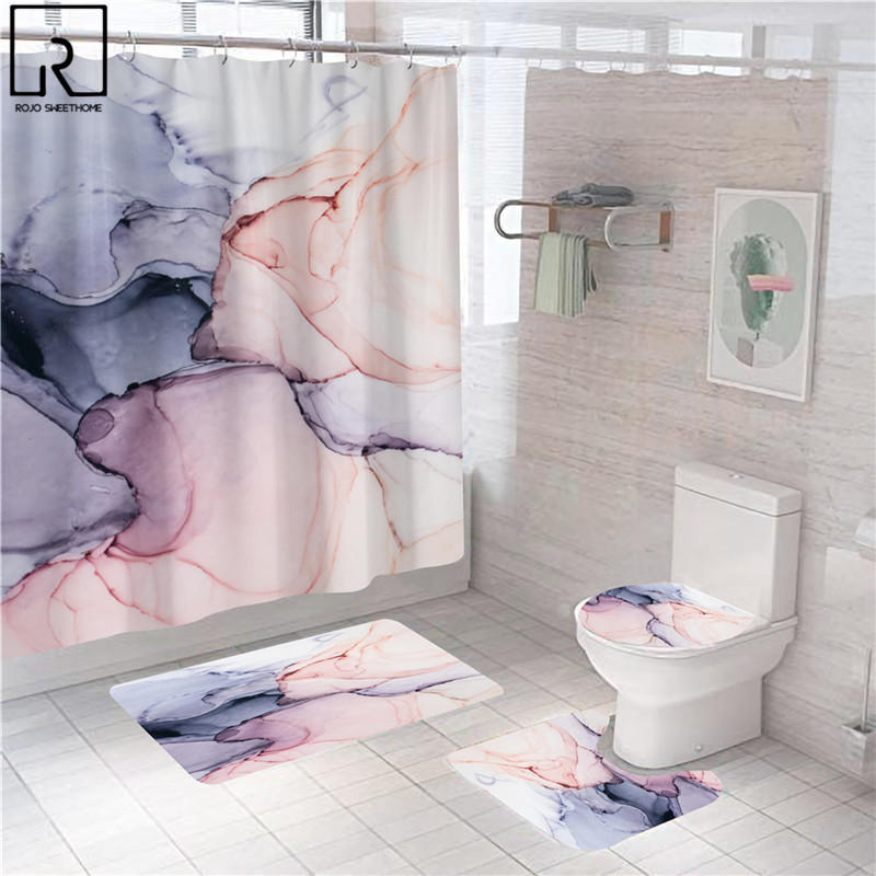 Green Gold Bathroom Curtain Marble Bath Screen Shower Curtains ...