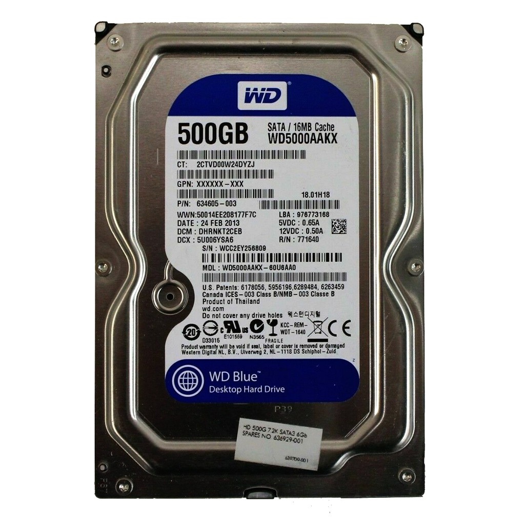 Blue Lable 500GB Internal HDD 7200 RPM SATA 3.5inch (WD5000AAKX) Hard ...