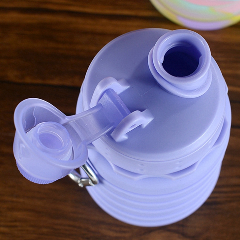 500ML Portable Retractable Silicone Bottle Folding Water Bottle Outdoor Travel Drinking Cup with ...