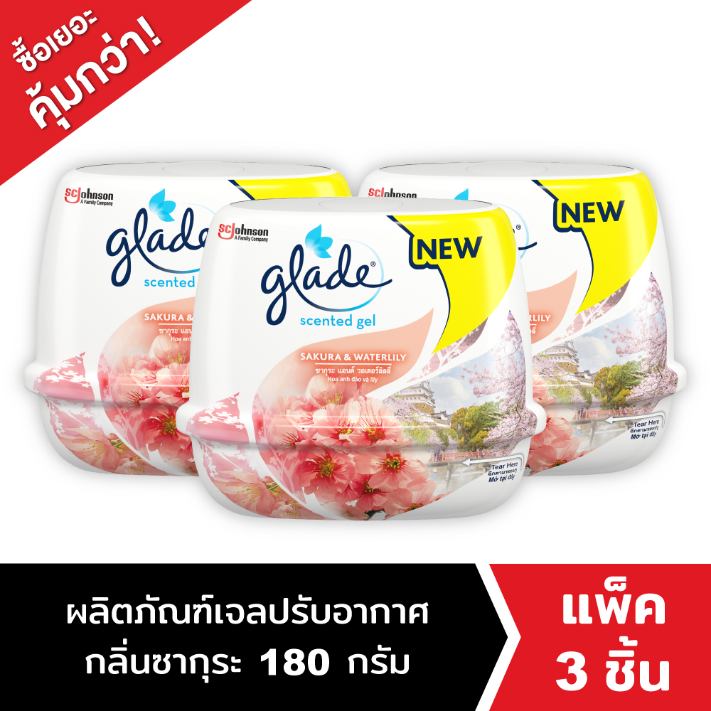 เกลดเซ็นท์เต็ด เจลหอมปรับอากาศกลิ่นซากุระ 180กรัม แพ็ค 3 Glade Scented ...