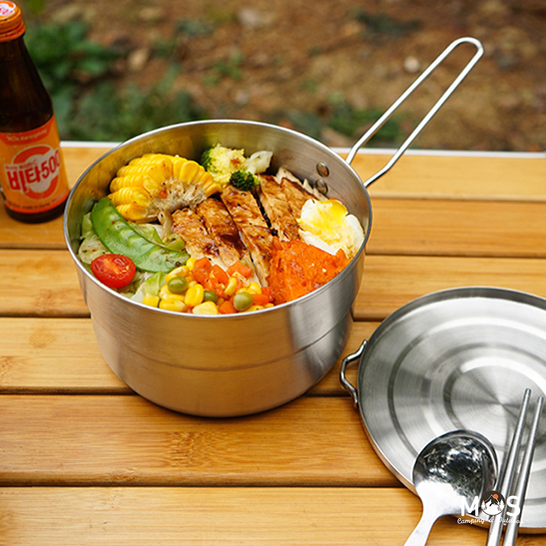 2in1 หม้อสนาม กล่องข้าว Bento Pot [MOS_053] หม้อสแตนเลส พับหูเก็บได้ ...