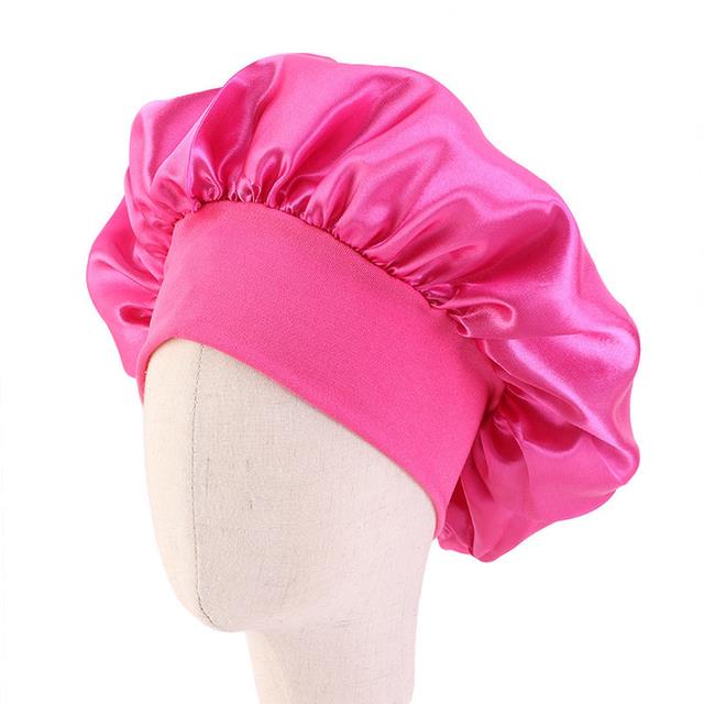 Satin Night Sleep Cap Kids Girls Turban Wide Band Elastic Headwear ...