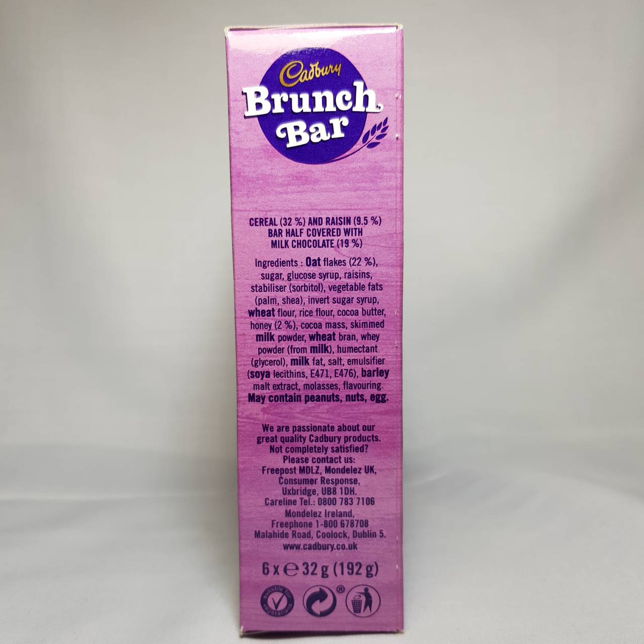 Cadbury Brunch Bar Raisin 160g (5 Bars) แคดเบอรี บรันช์ บาร์ เรซิน 160 ...
