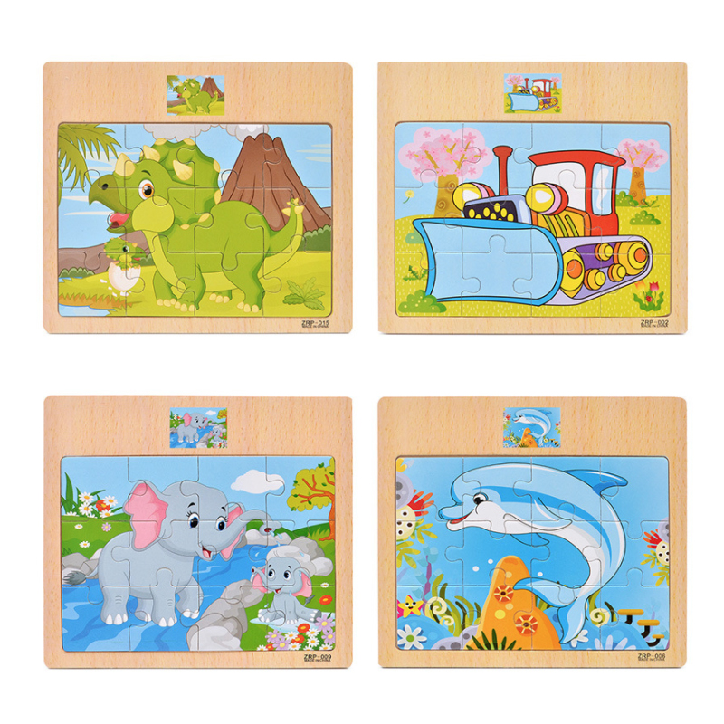 Cartoon Animal Traffic Jigsaw Puzzle Toys Wooden Board Toy Children ...