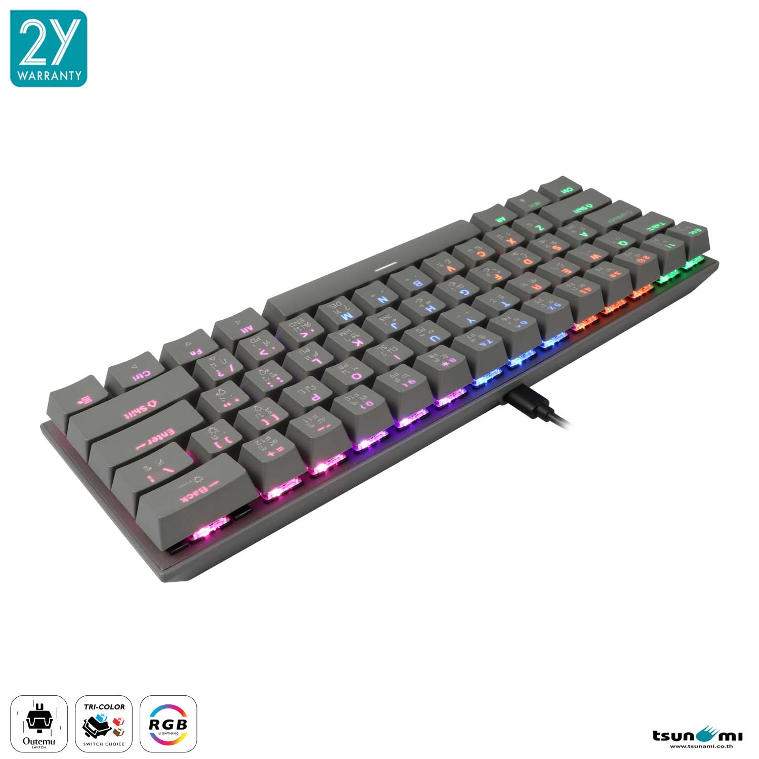 Tsunami Outemu MK-61 61Keys 60% Compact Mechanical Keyboard Blue Switch ...