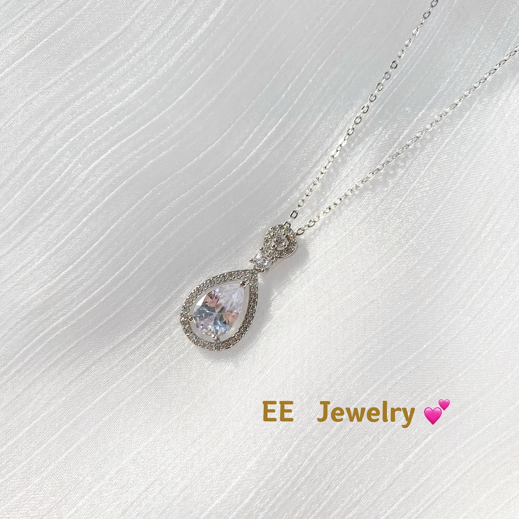 EE Jewelry การชุบ18Kแพลทินัมสร้อยคอหยดน้ำRhinestoneสร้อยคอที่สง่างาม ...