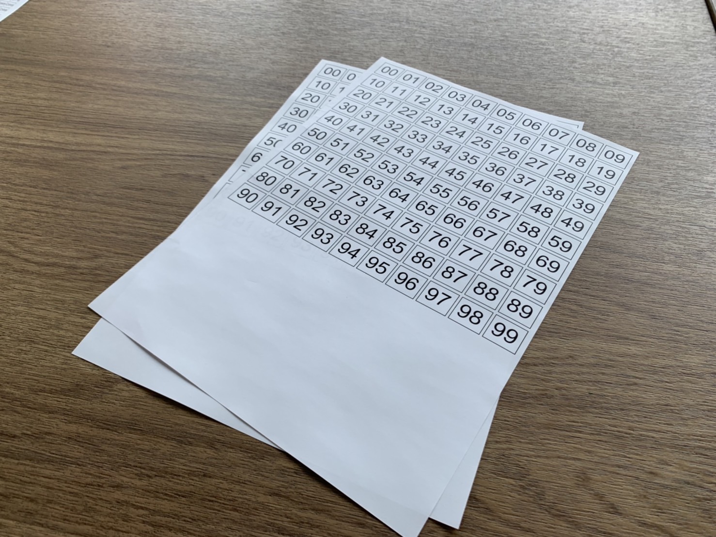 ตารางตัวเลข แผ่นตัวเลข ตารางเช็คเลข ขนาด A4 00-99 ขนาด A3 000-999 - PS ...
