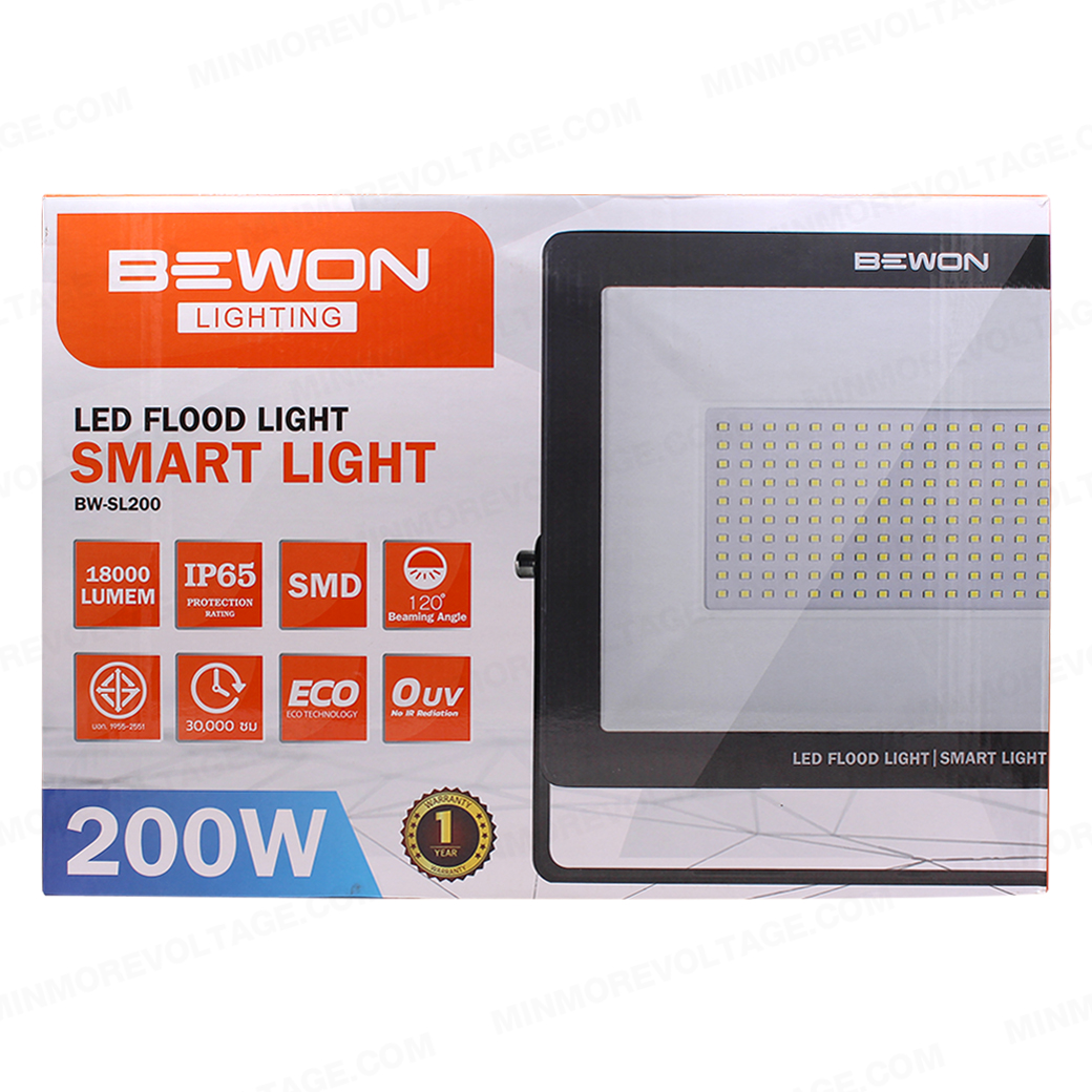 โคมไฟ LED Floodlight รุ่น BW-SL200 200w แสงขาว DAYLIGHT ยี่ห้อ BEWON ...