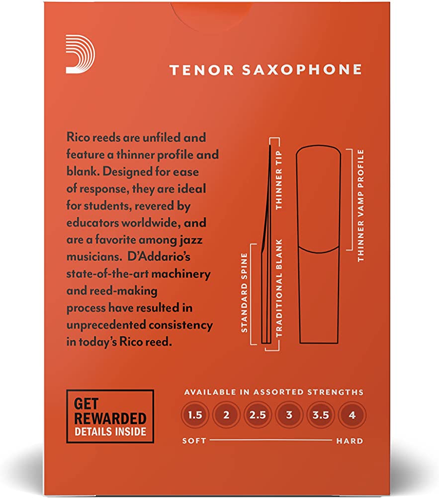 Rico ลิ้นเทเนอร์ แซกโซโฟน กล่องส้ม Tenor saxophone reeds orange box NO ...