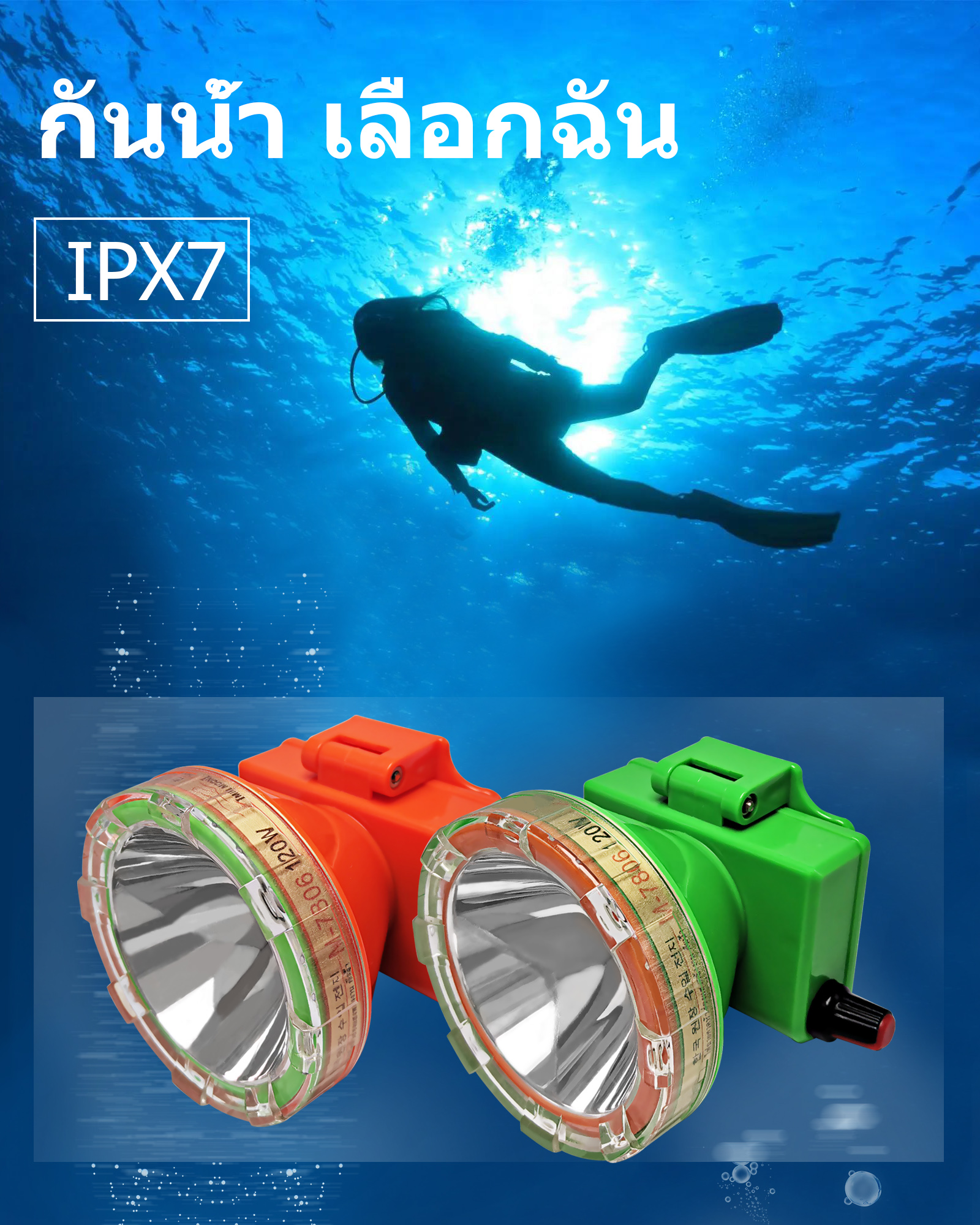 【รับประกัน 1 ปี】YSS ไฟ ฉายคาดหัว 120W ใต้น้ำกันน้ำ ไฟหน้าแบบ แสงสว่าง ...